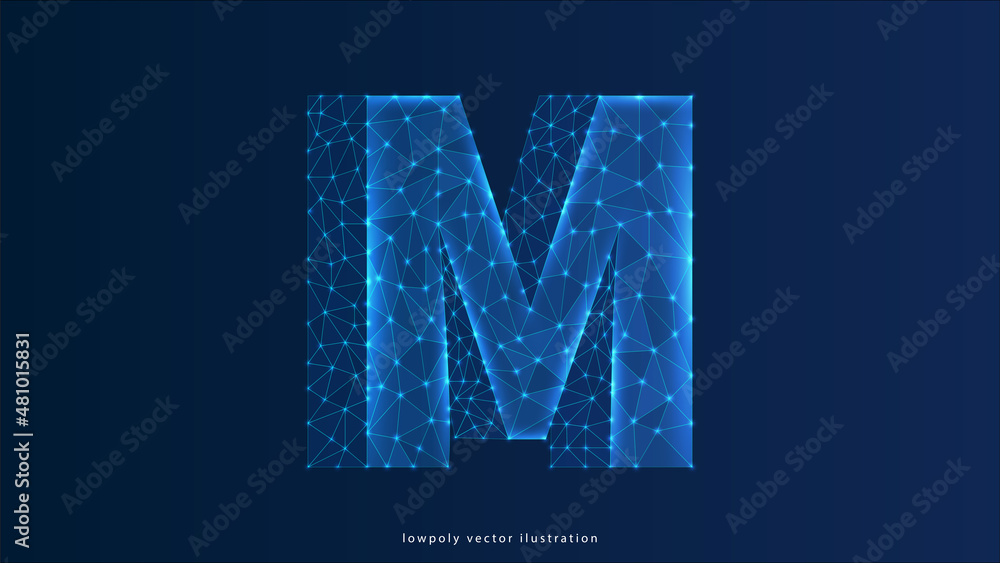 Alphabet letter M. Design of an Uppercase letter. Metro M sign. Banner ...
