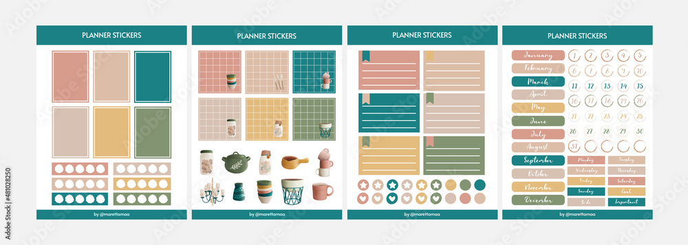 Printable Kitchen or Cooking Equipment Sticker Set for Planner with ...