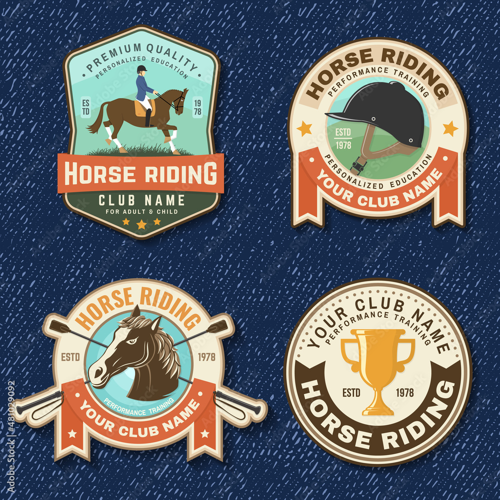 Set of Horse racing sport club badge, patch, emblem, logo. Vector ...