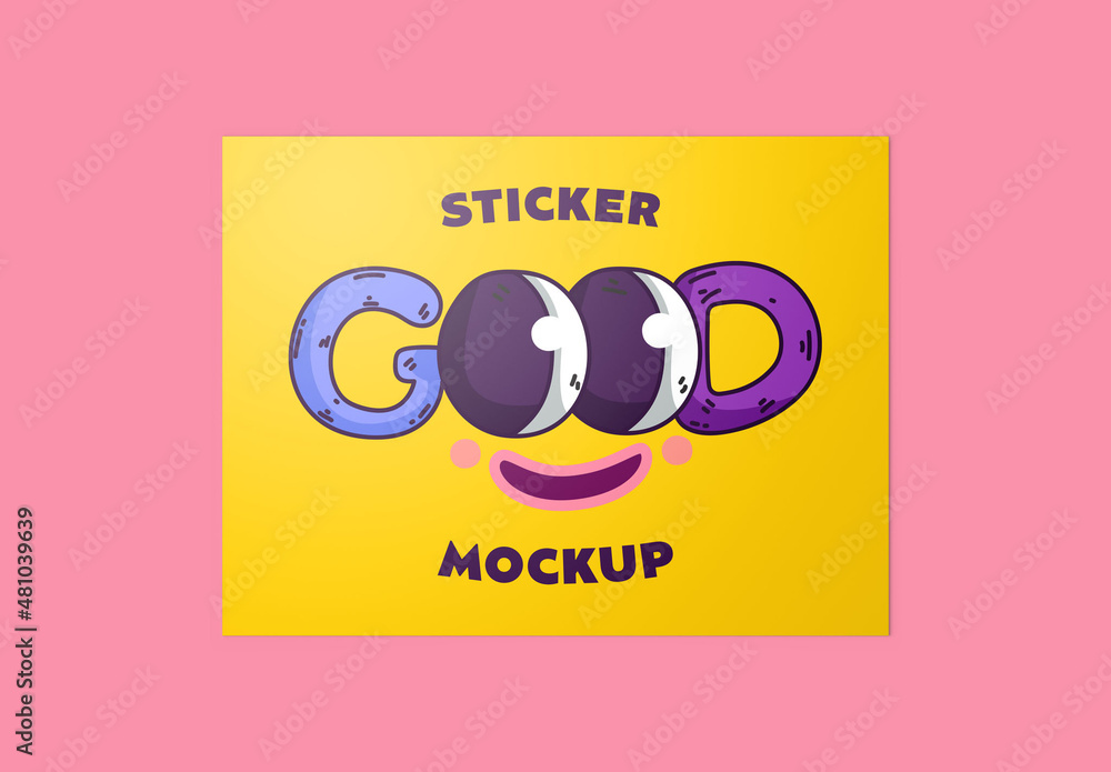 Rectangle Vinyl Sticker Mockup Stock Template | Adobe Stock