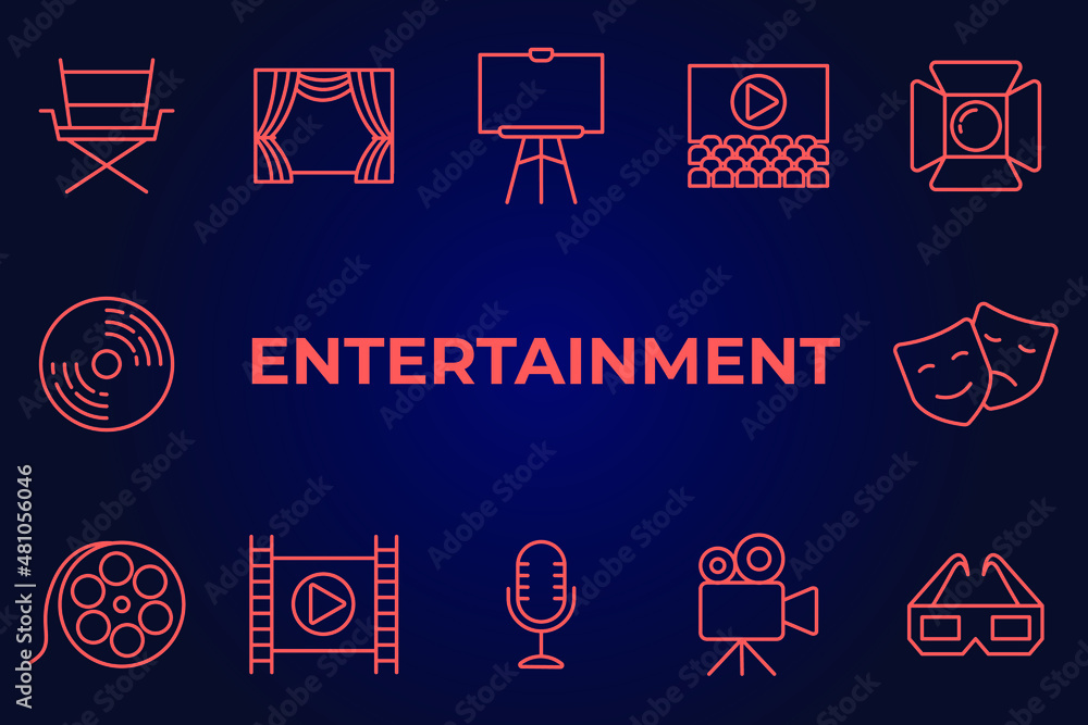 Set of Entertainment icon. Entertainment pack symbol template for ...