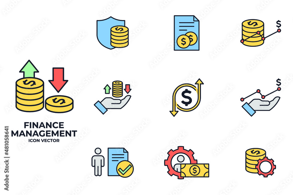 Set of finance management icon. business management pack symbol ...