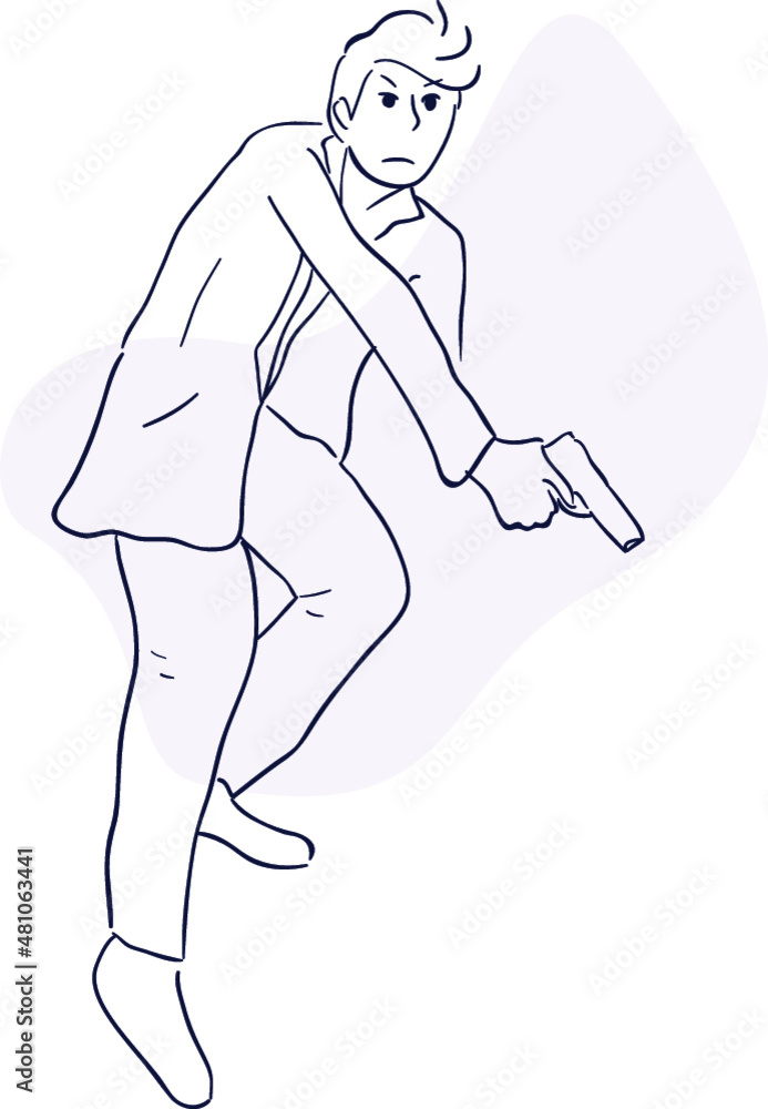 design vector oneline drawing police with gun Stock Vector | Adobe Stock