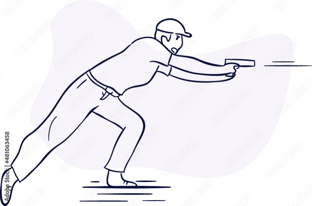 design vector oneline drawing police with gun Stock Vector | Adobe Stock