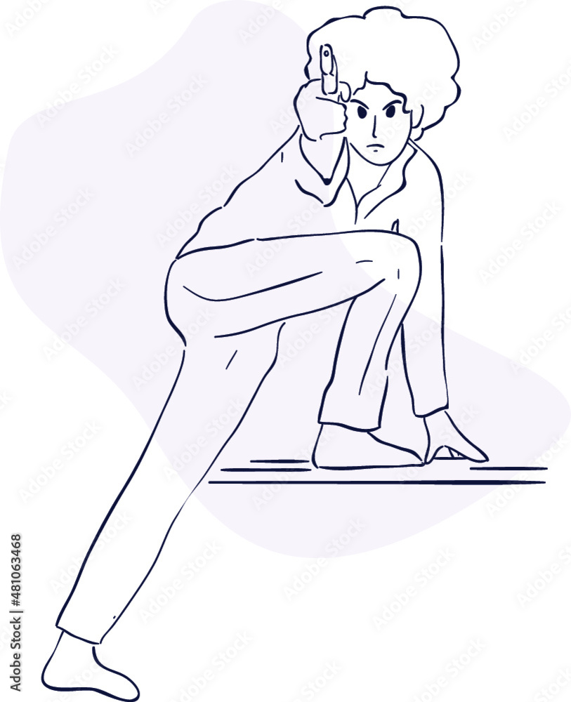 design vector oneline drawing police with gun Stock Vector | Adobe Stock