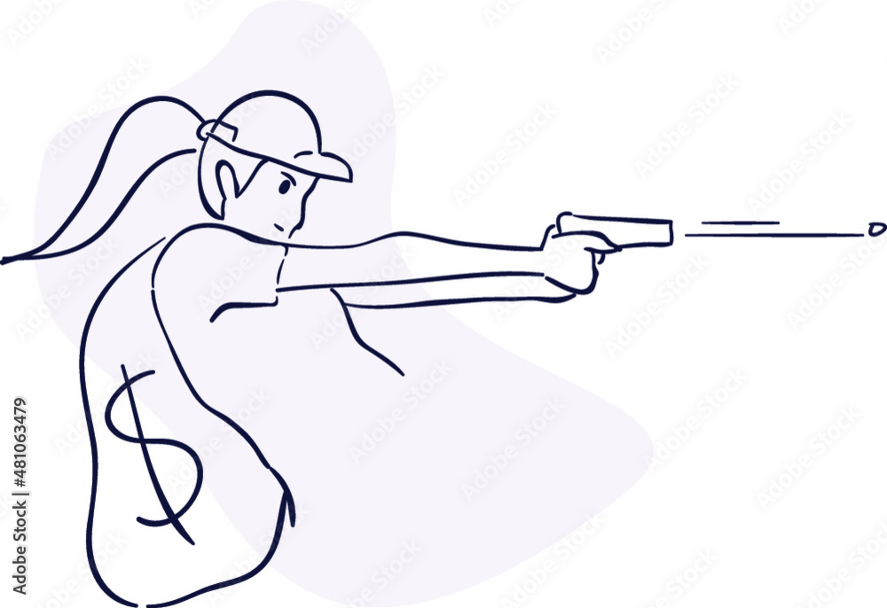 design vector oneline drawing police with gun Stock Vector | Adobe Stock