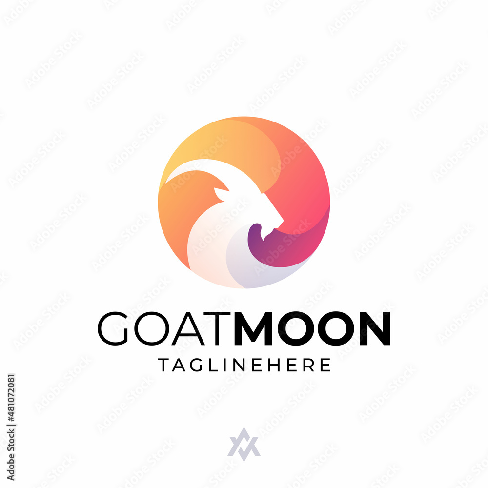 goat + moon logo combination Stock Vector | Adobe Stock
