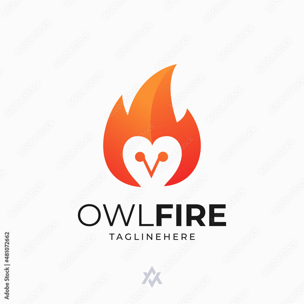 owl + fire logo combination Stock Vector | Adobe Stock