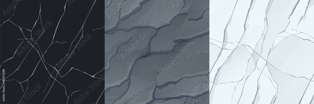 Textures of stone ground and marble wall for game background. Vector ...