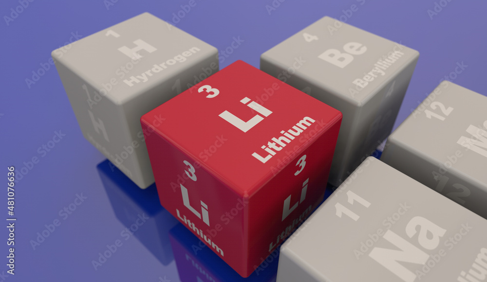Lithium Periodic Table Li Rare Element Battery Ingredient Chemistry 3d ...