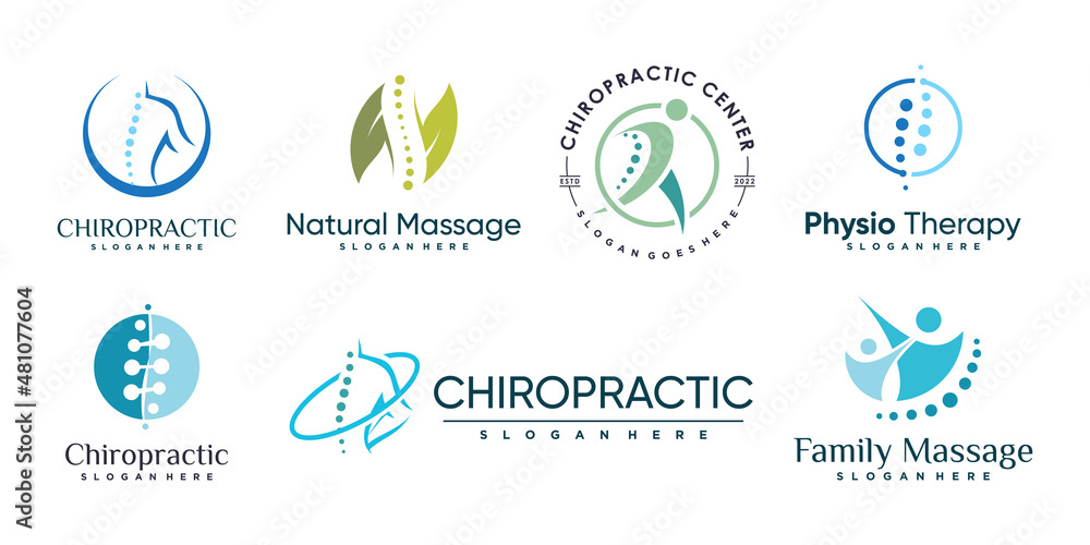Chiropractic logo with creative element concept Premium Vector Stock ...