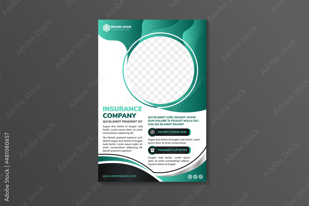 insurance company flyer design template use vertical layout. white ...