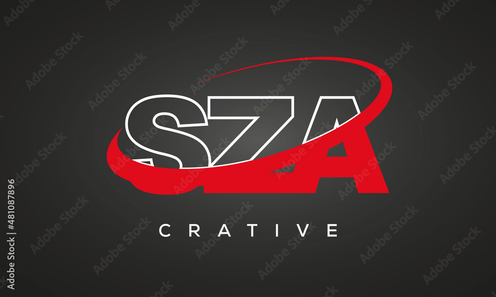 SZA creative letters logo with 360 symbol vector art template design ...