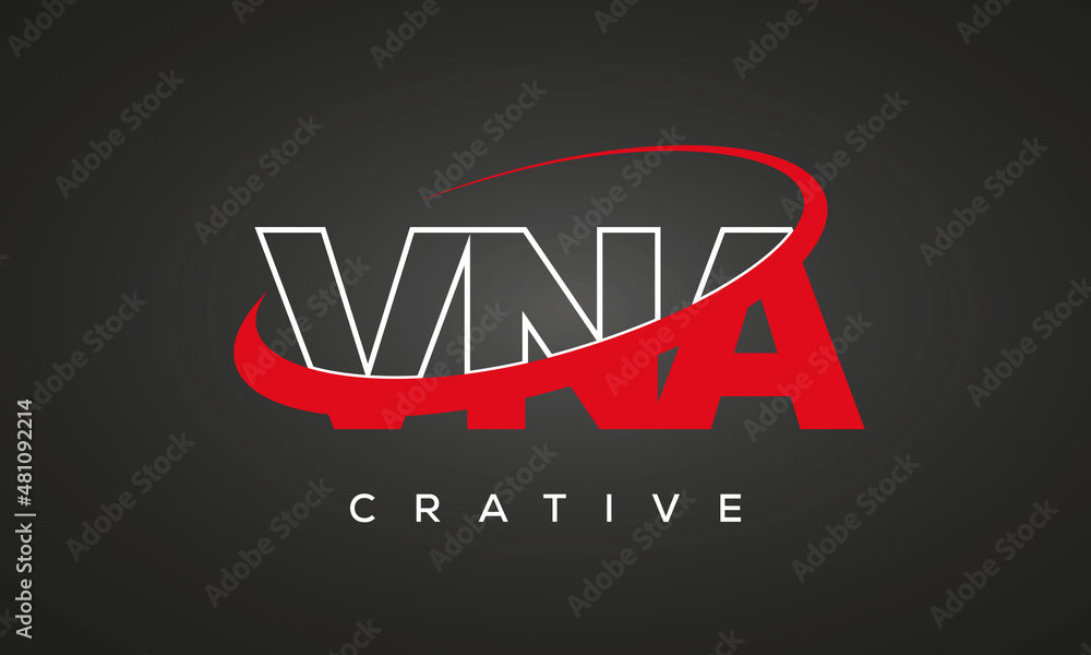 VNA creative letters logo with 360 symbol vector art template design ...