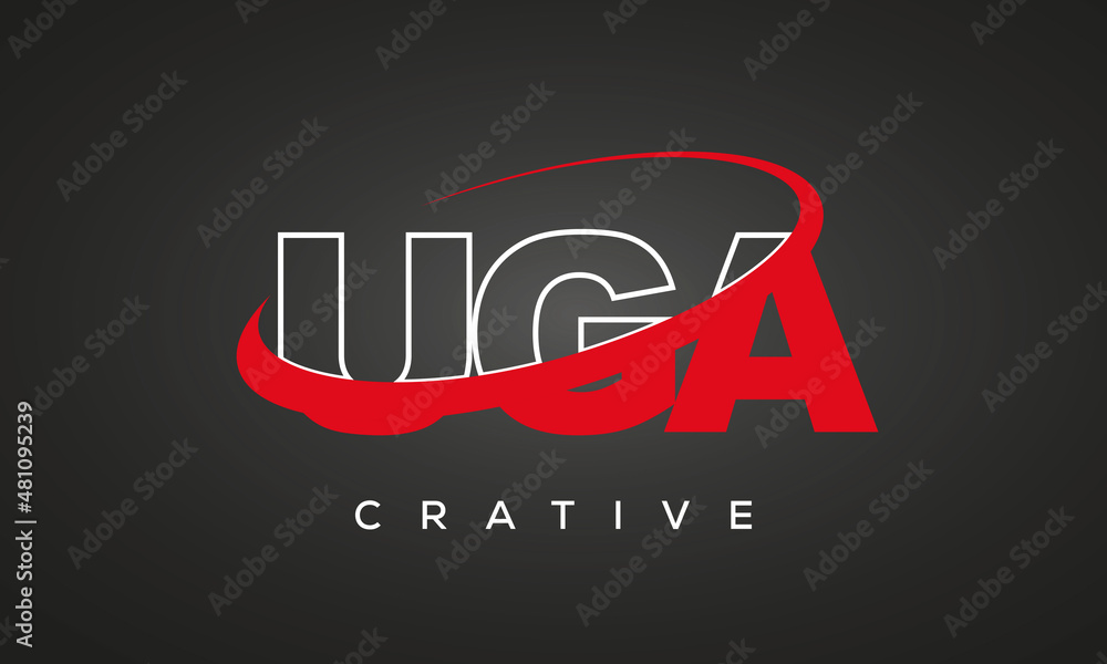 UGA creative letters logo with 360 symbol vector art template design ...