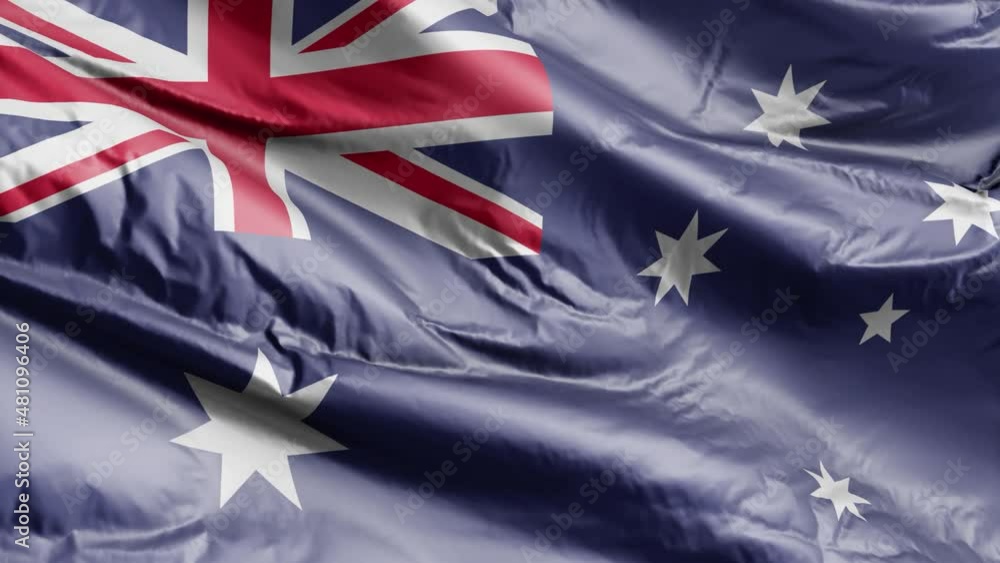 Australia flag waving on the wind loop. Australian banner swaying on ...