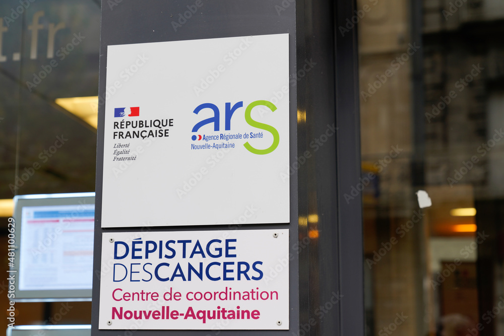 ARS and cancer logo text and sign front of office french regional ...