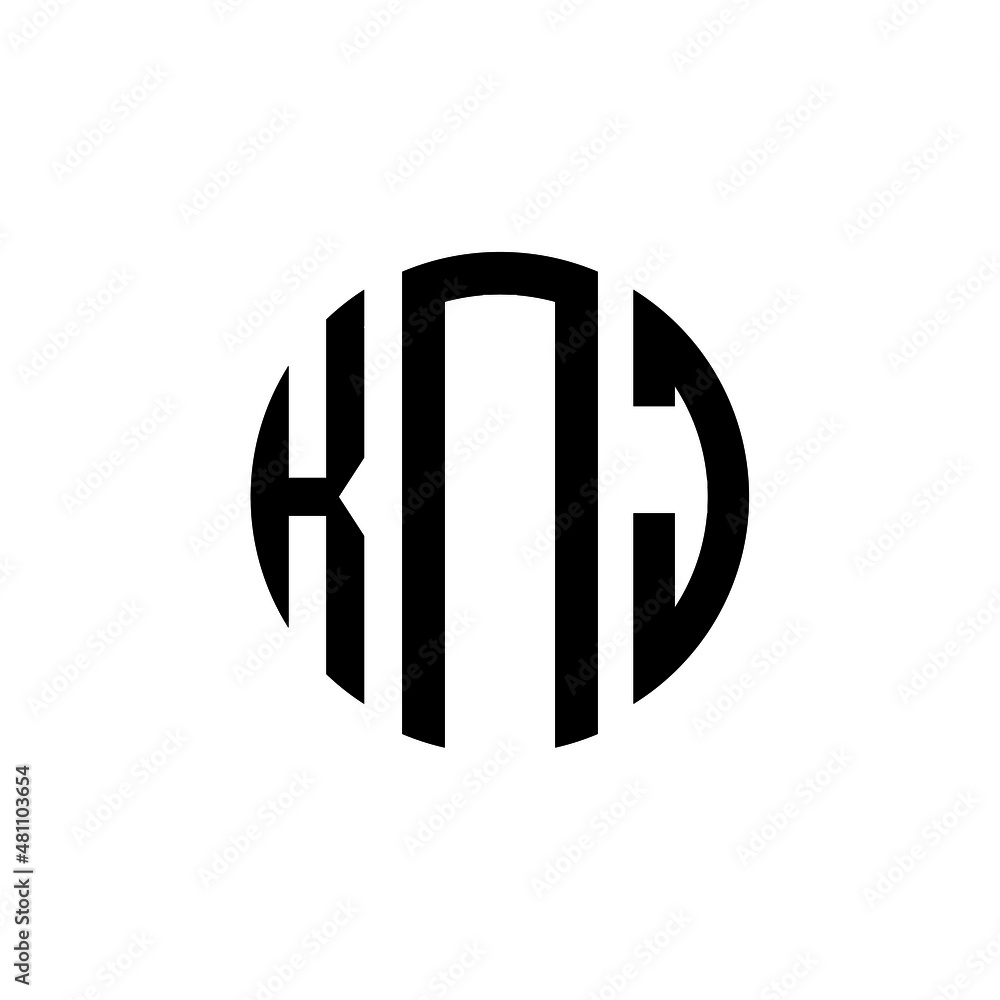 KNJ letter logo design. KNJ modern letter logo with black background ...