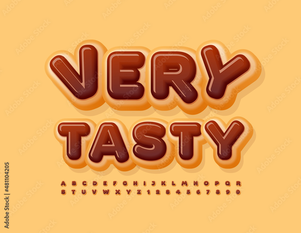 Vector advertising Logo Very Tasty. Funny Sweet Font. Choco Alphabet ...