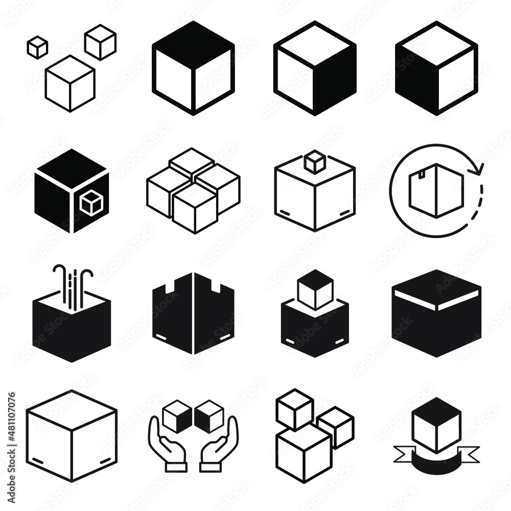cube measurement icons symbol vector elements for infographic web Stock ...