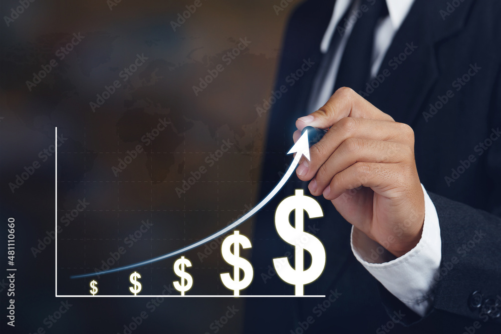 Inflation Concept With Businessman drawing Dollar Chart and increasing ...