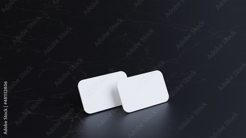 Id card mockup in marble floor elegant for text presentation empty dark ...