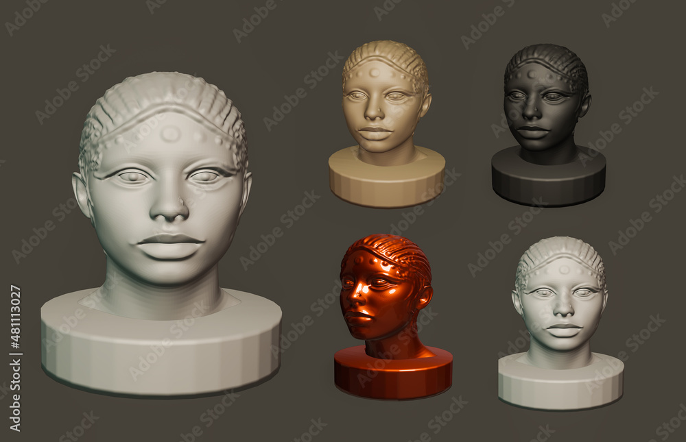 3d set of indian women face sculpt render from different angles for vfx ...