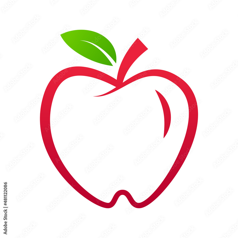 apple fruit logo line art vector. Apple logo isolated on white ...
