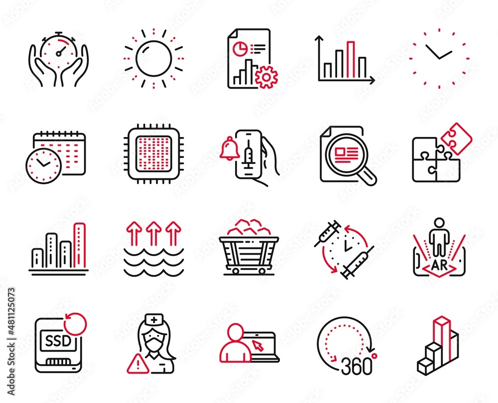 Vector Set of Science icons related to Sun energy, Calendar time and ...
