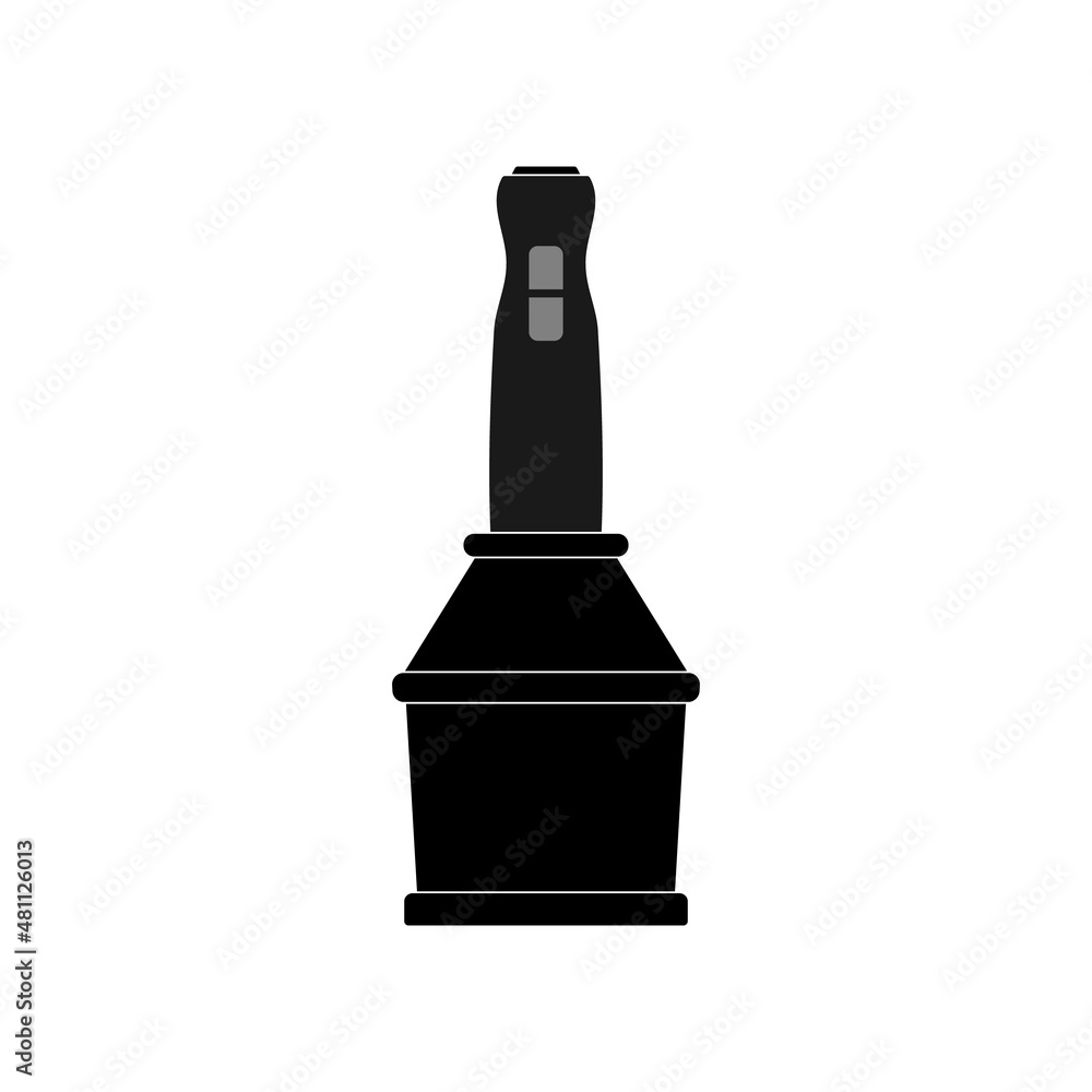 The icon of an electric powerful immersion blender is black on a white ...