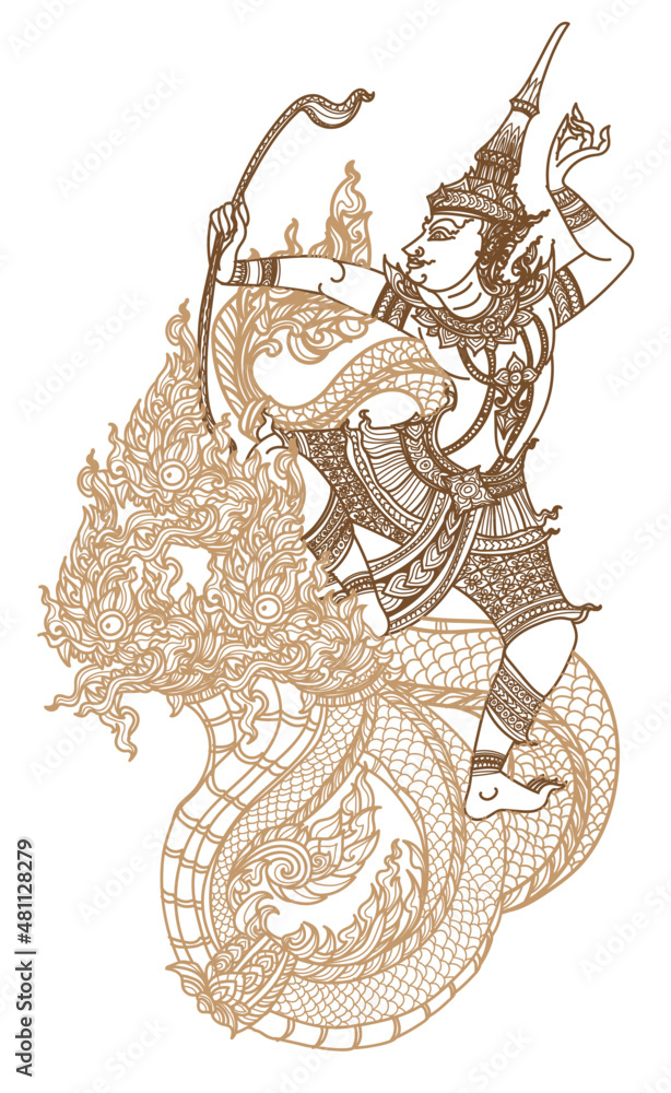 Tattoo art thai bird and thai dragon pattern literature hand drawing ...