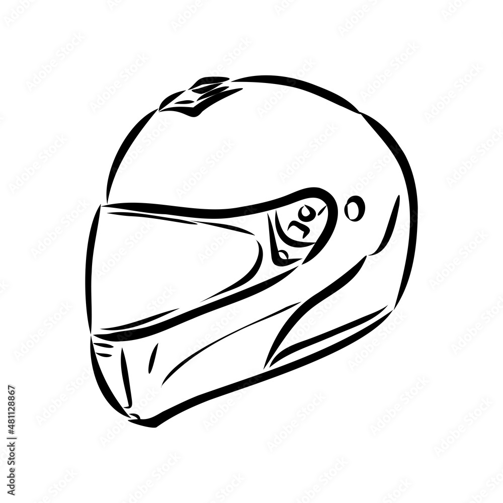 Motorcycle helmet hand drawn outline doodle icon. Motorbike protection ...