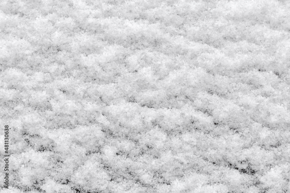 Texture of fluffy snow layer on a vertical dark surface Stock Photo ...