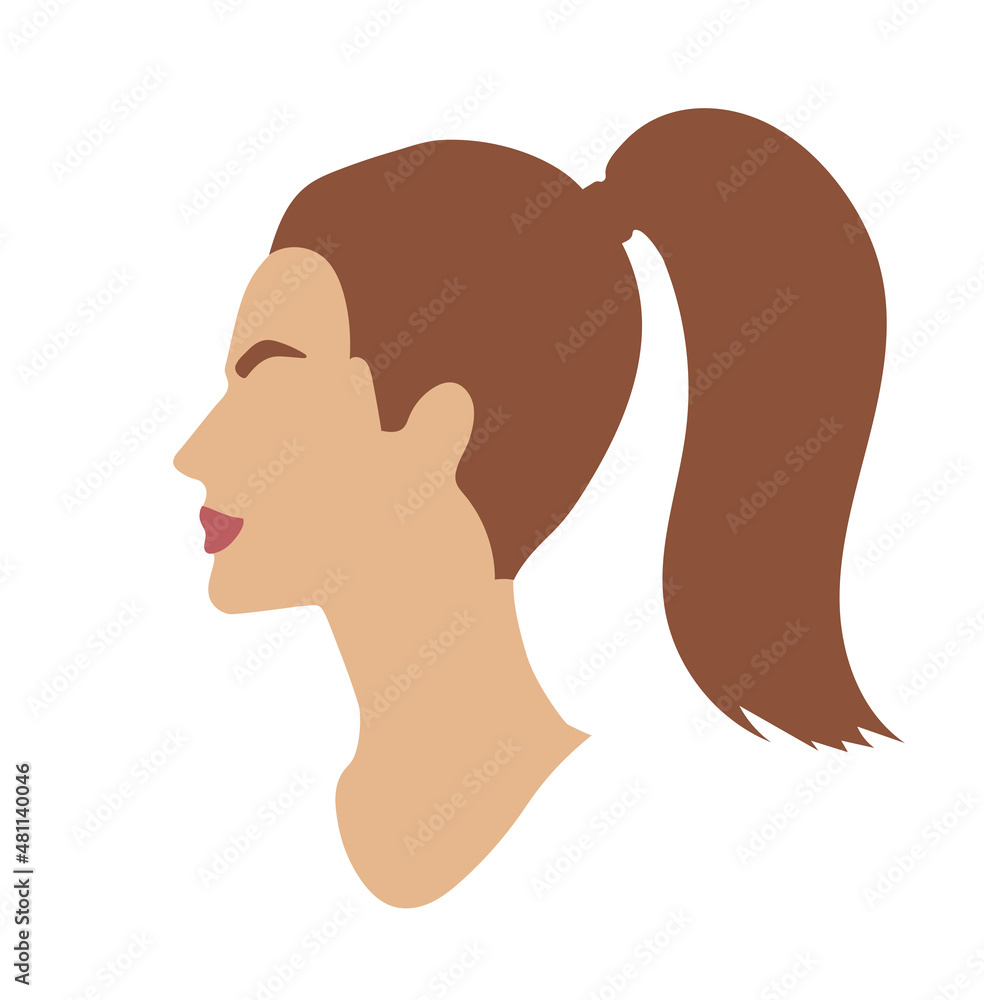 Vector illustration of female side view portrait Stock Vector | Adobe Stock