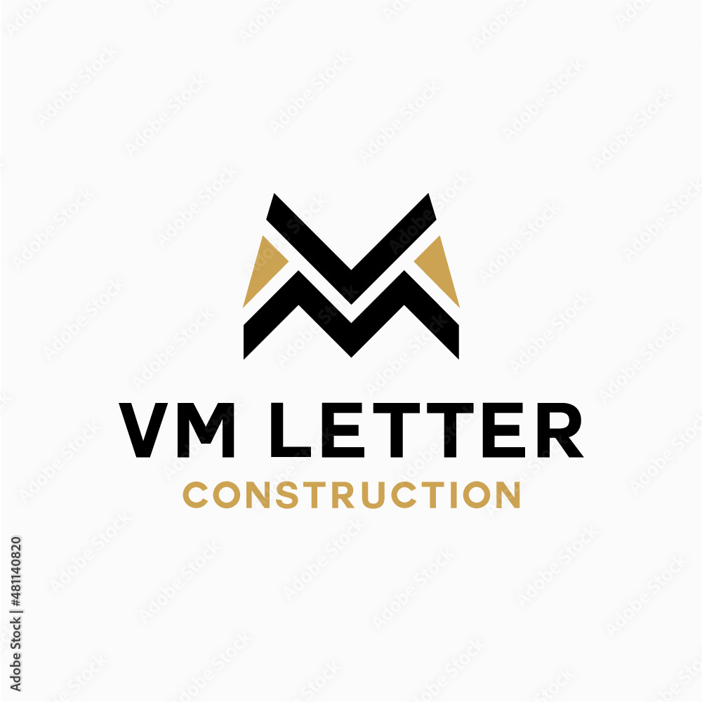 VM initial gold logo vector image Stock Vector | Adobe Stock