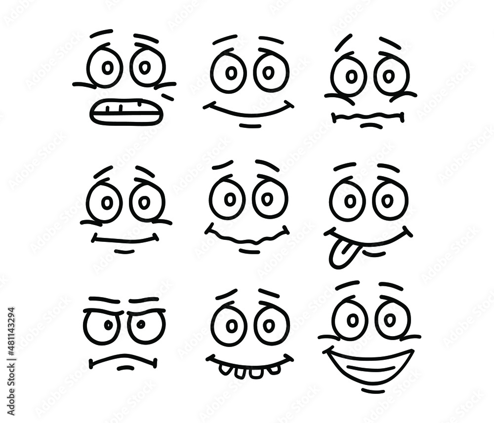 Cartoon faces set stock illustration Stock Vector | Adobe Stock