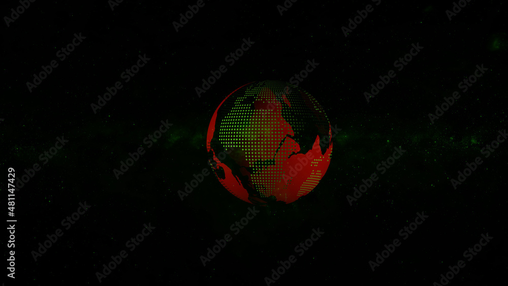 Digital earth rotating. Earth globe rotating with plexus motion ...