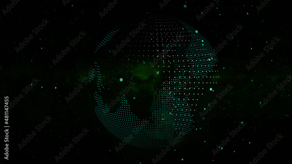 Digital earth rotating. Earth globe rotating with plexus motion ...