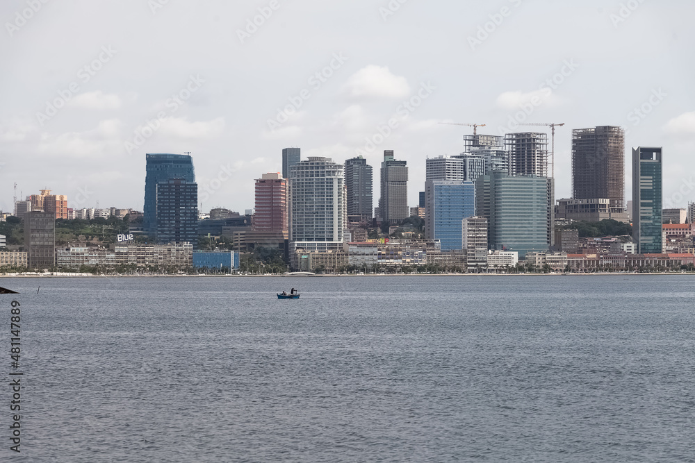View at the Luanda city downtown, Modern skyscrapers buildings, bay ...