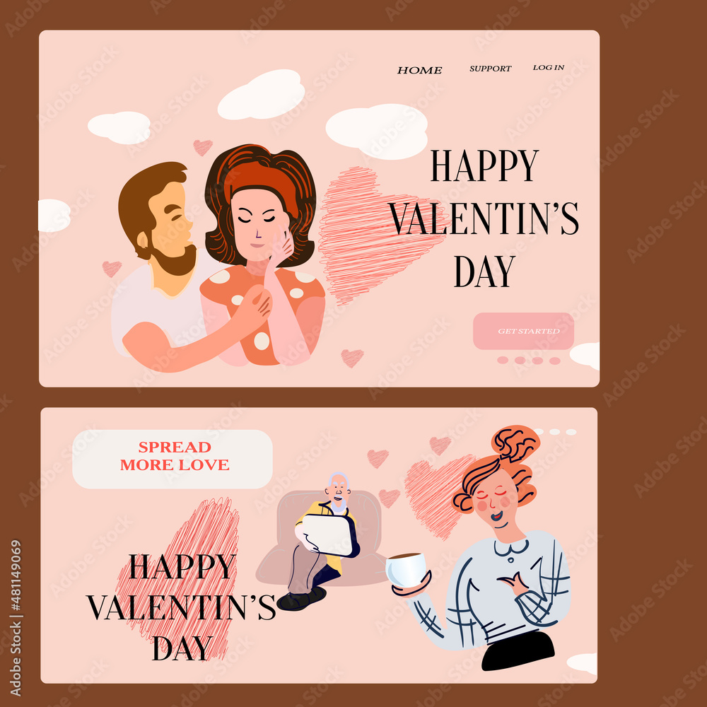 cute posters, valentines day greetings, heart shape frame, vector ...