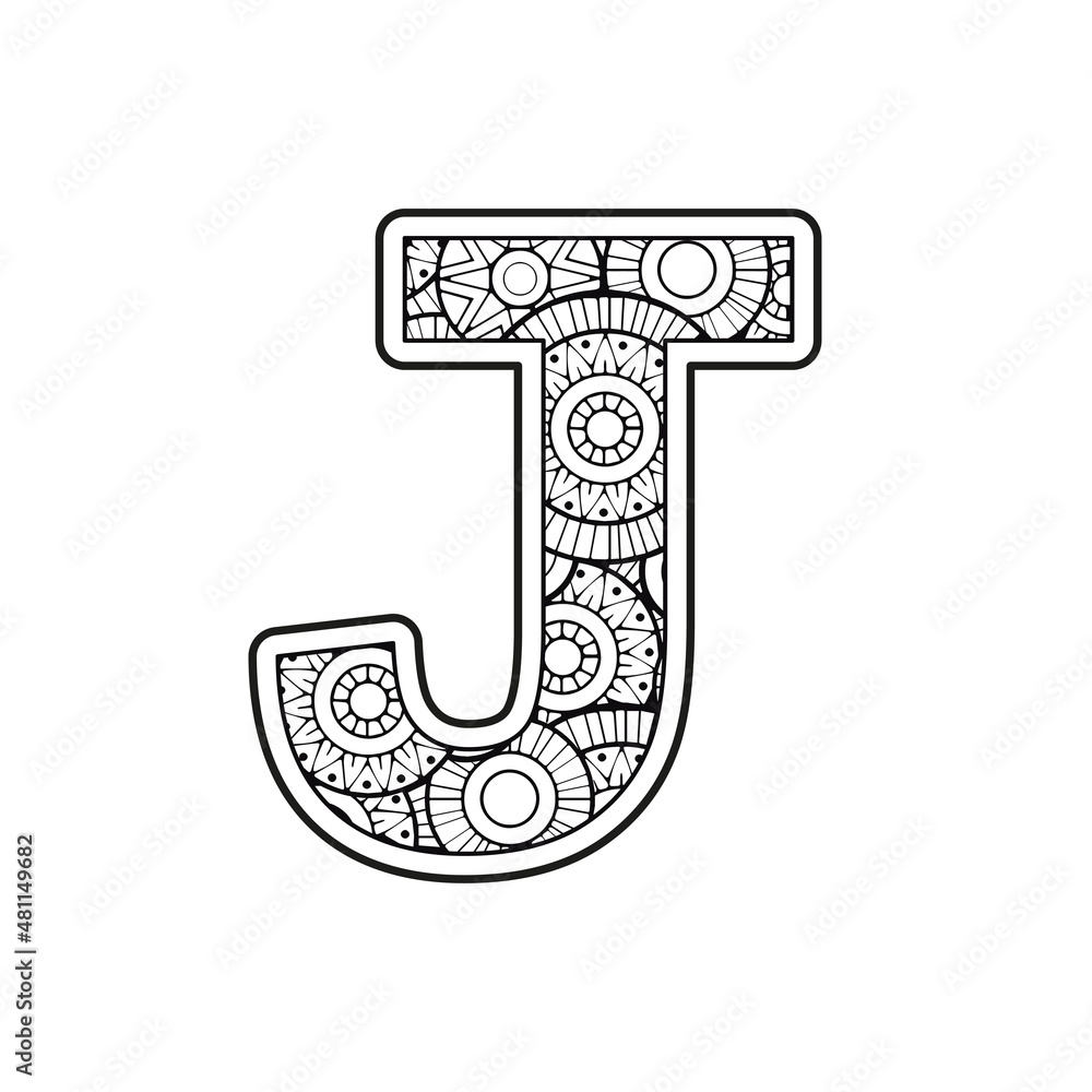 Vector Coloring page for adults. Contour black and white Capital ...
