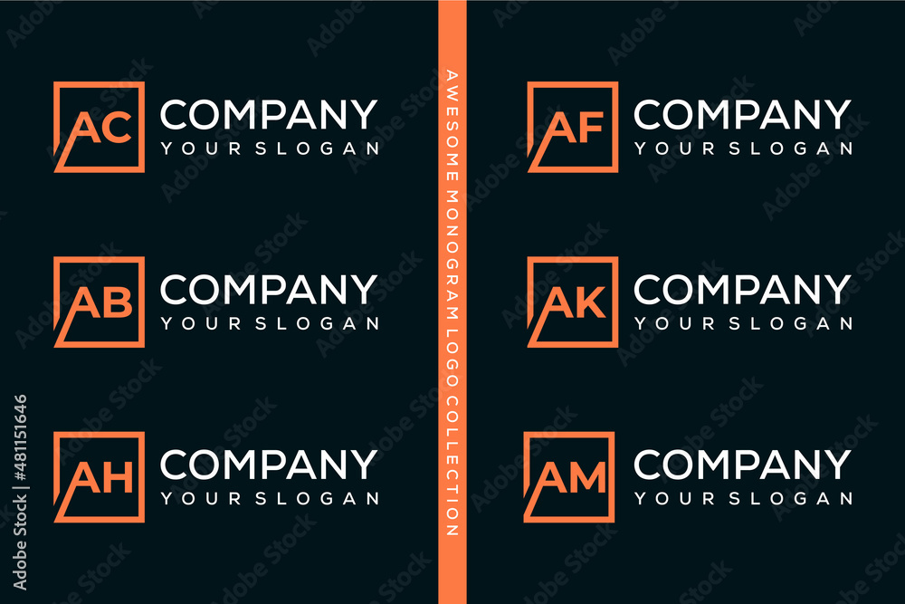 set of Monogram letter logo design template Stock Vector | Adobe Stock