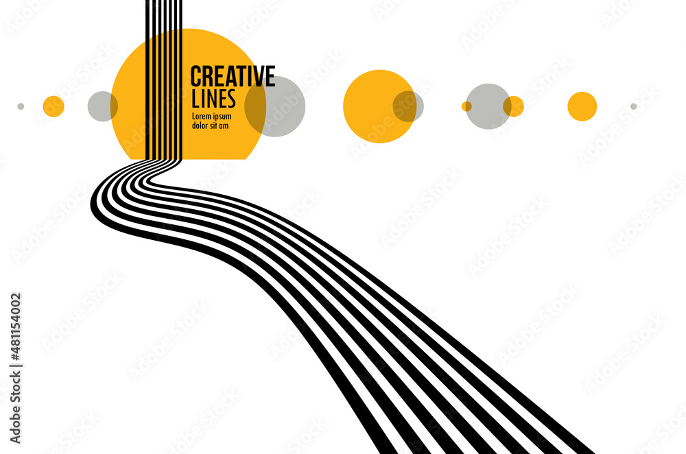 Future lines in 3D perspective vector abstract background, black and ...