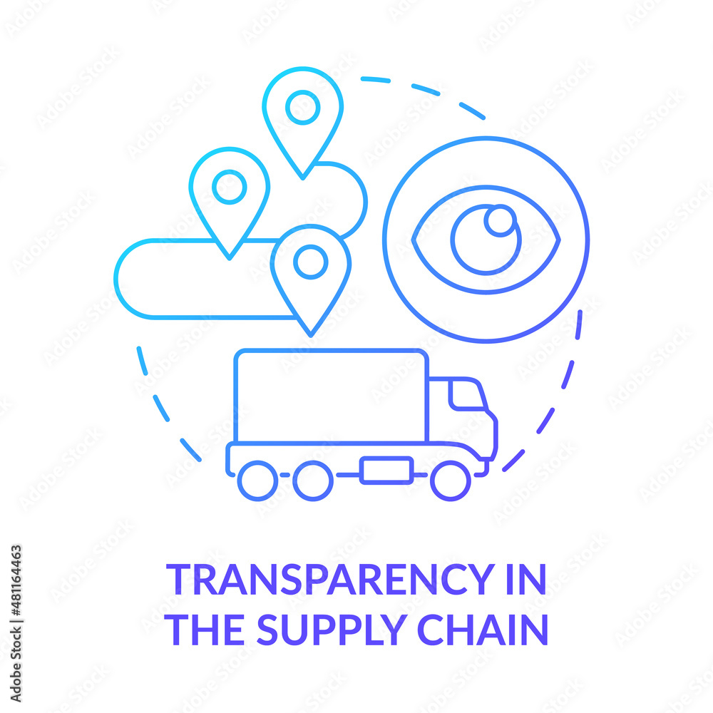 Transparency in supply chain blue gradient concept icon. Access to ...