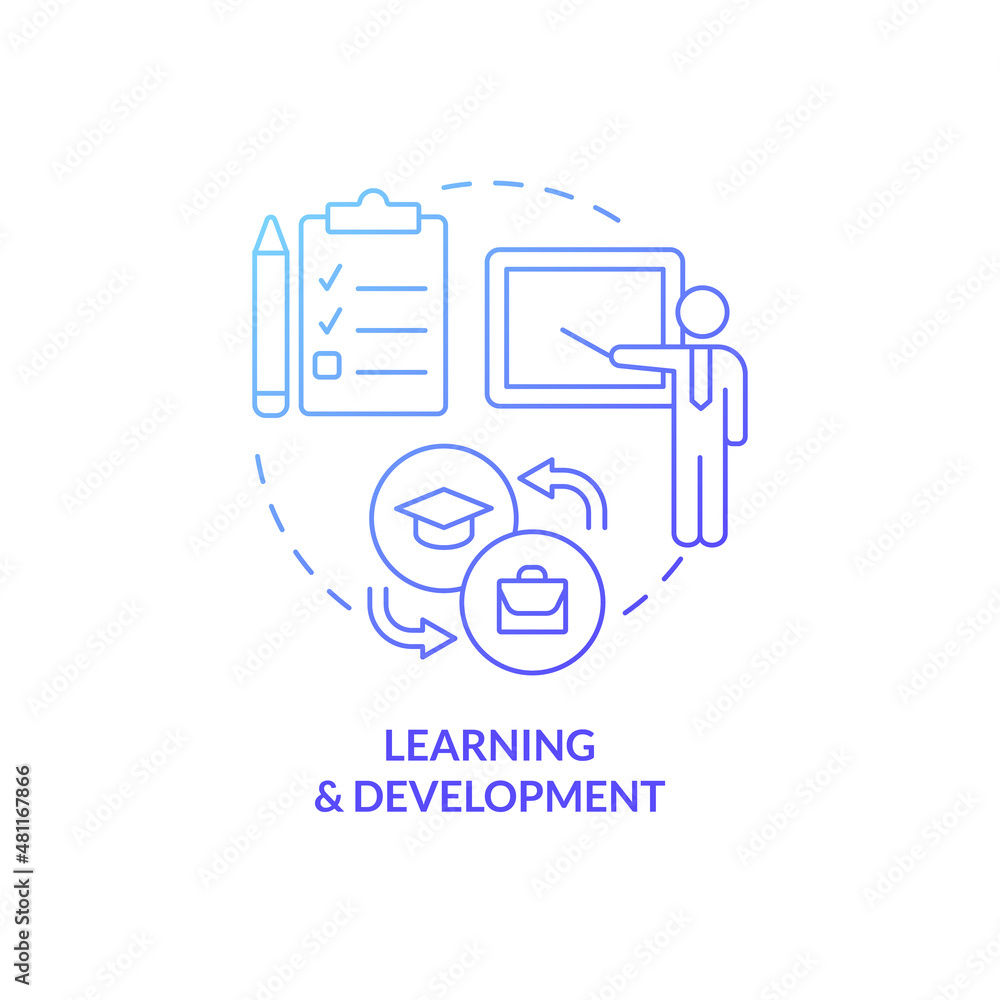 Learning and development blue gradient concept icon. Adaptation process ...