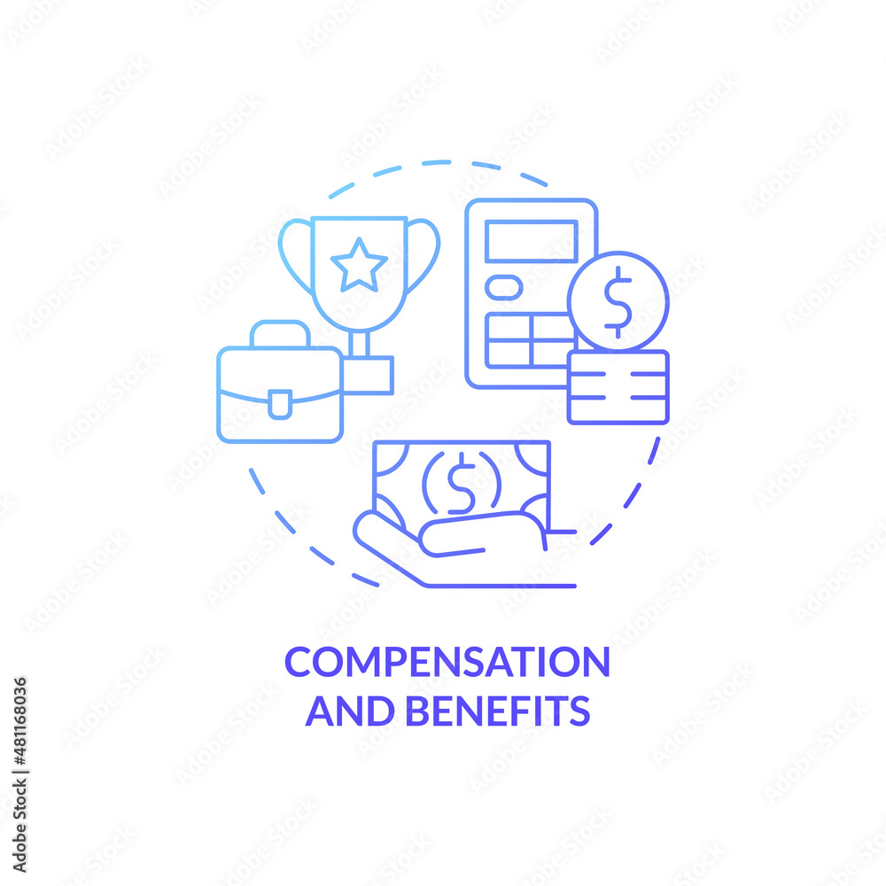 Compensation and benefits blue gradient concept icon. Salary and ...