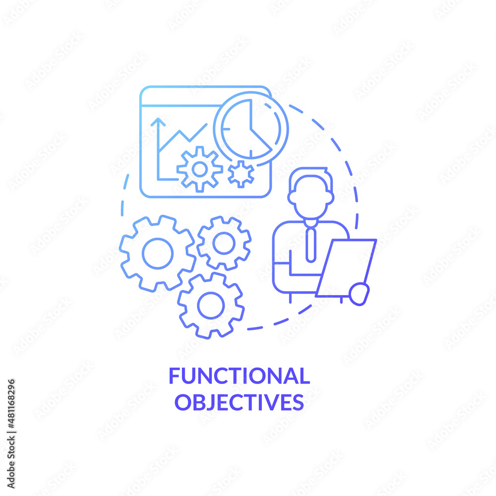 Functional objectives blue gradient concept icon. Human resources ...
