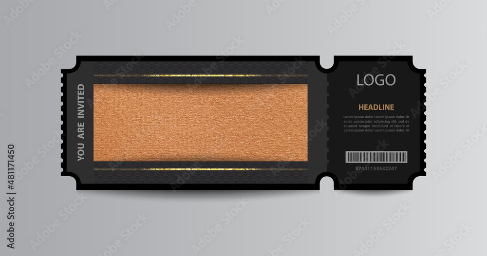 Vector black paper stub ticket with cardboard background Stock Vector ...