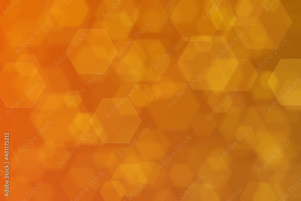Beautiful abstract golden background with hexagon shaped bokeh spots ...