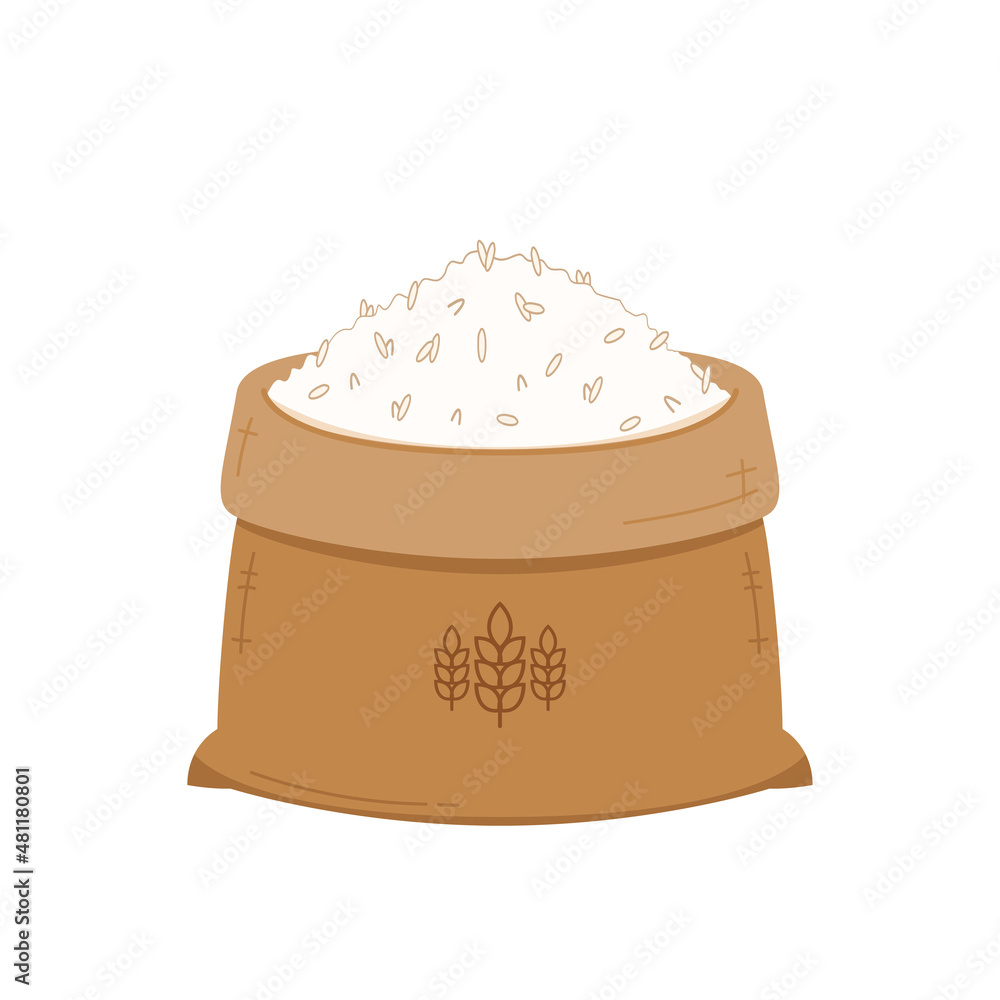 Rice sack cartoon vector. Rice bag. symbol. Paddy vector. Stock Vector ...